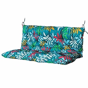 QQXX Outdoor Swing Cushions,Non-Slip Bench Cushion with Backrest & Ties,Thicken 2-3 Seater Swing Replacement Cushions,Waterproof Sofa Chairs Pads for Garden Patio Furniture(59.1x 39.4inch, O)