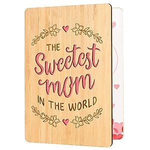 Birthday Card for Mom, Handmade Bamboo Mom Greeting Card, Special Birthday Card/Mothers Day Card/Retirement Card/Wedding Card/Christmas Card for Mom, Sweetest Mom Gift Card
