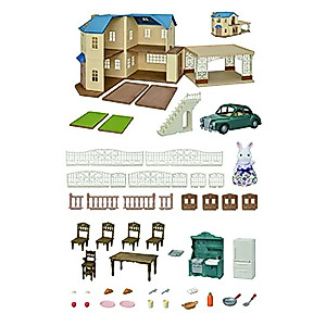 Calico Critters Large House with Carport Gift Set, Dollhouse Playset with Collectible Figure, Vehicle, Furniture and Accessories - Amazon Exclusive!