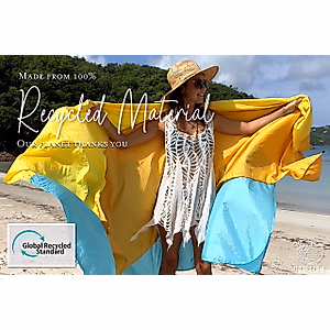 BINDLE Eco-Beach Blanket 84"x80" Large, Recycled Lightweight Material, Sand Free Water Resistant Sandproof, Oversized Portable Picnic Mat for Outdoors Camping Travel, Beach Vibes