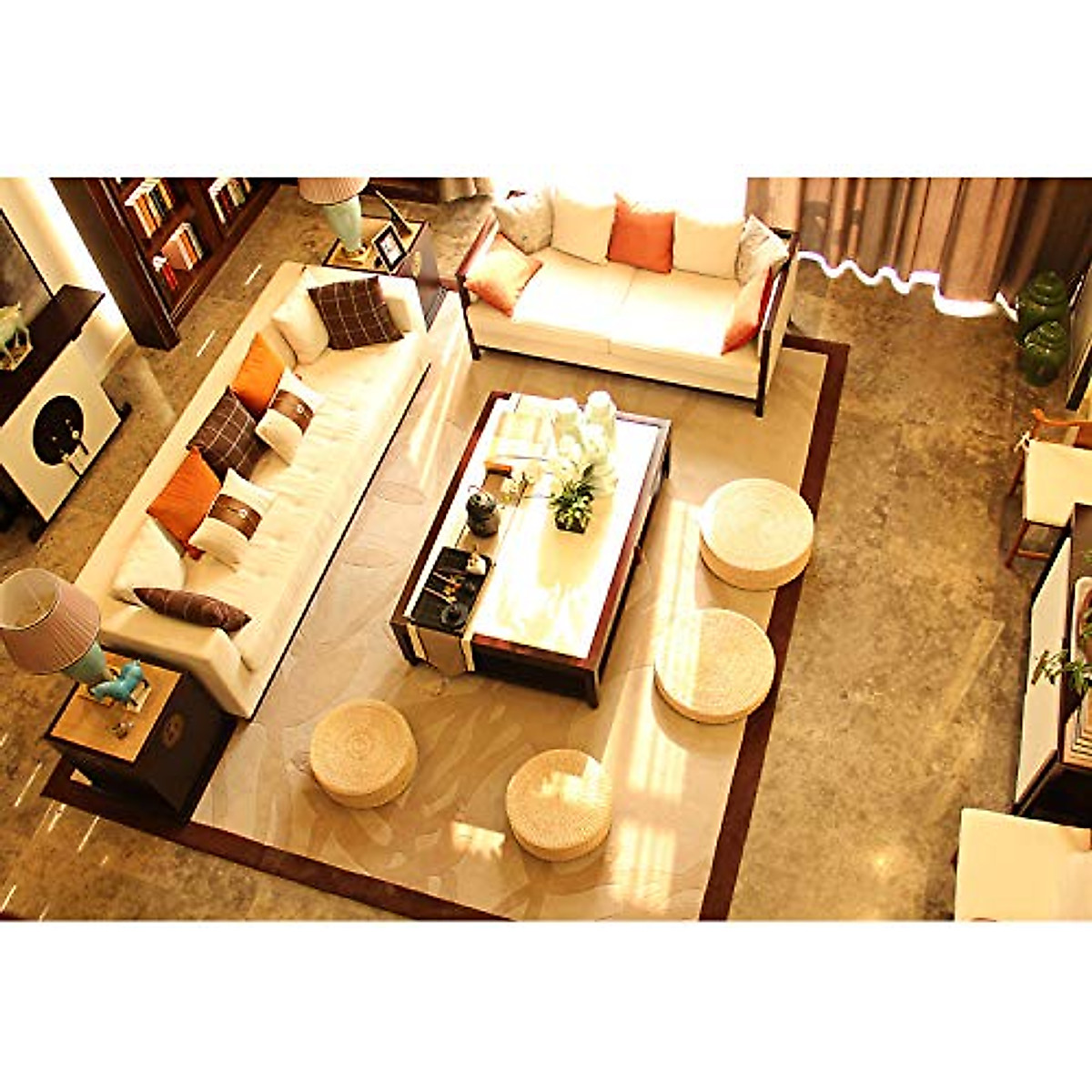 MAHAO Japanese Style Handcrafted Eco-Friendly Padded Knitted Straw Flat Seat Cushion,Hand Woven Tatami Floor Cushion Corn Maize Husk (Dia50cm/19.7" x 10cm/4")