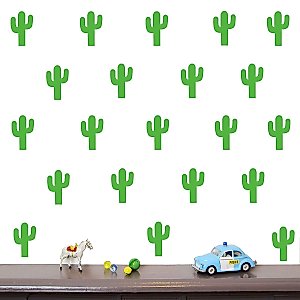 Melissalove 60pcs Cactus Kids Room Wall Stickers Nursery Decor Decal Art Mural Removable Vinyl Wall Decor Stickers D493 (Lime-Tree Green)