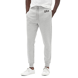 GAP Mens Logo Fleece Joggers Sweatpants, Light Heather Grey, X-Large US