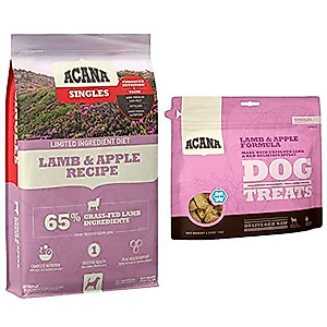ACANA Singles Limited Ingredient Dry Dog Food, Grain Free, High Protein, Lamb & Apple, 25lb + Treats