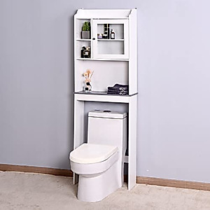 Yuxuanhang Modern Over The Toilet Space Saver Wood Storage Cabinet for Home, Bathroom Storage Cabinet Organizer, White