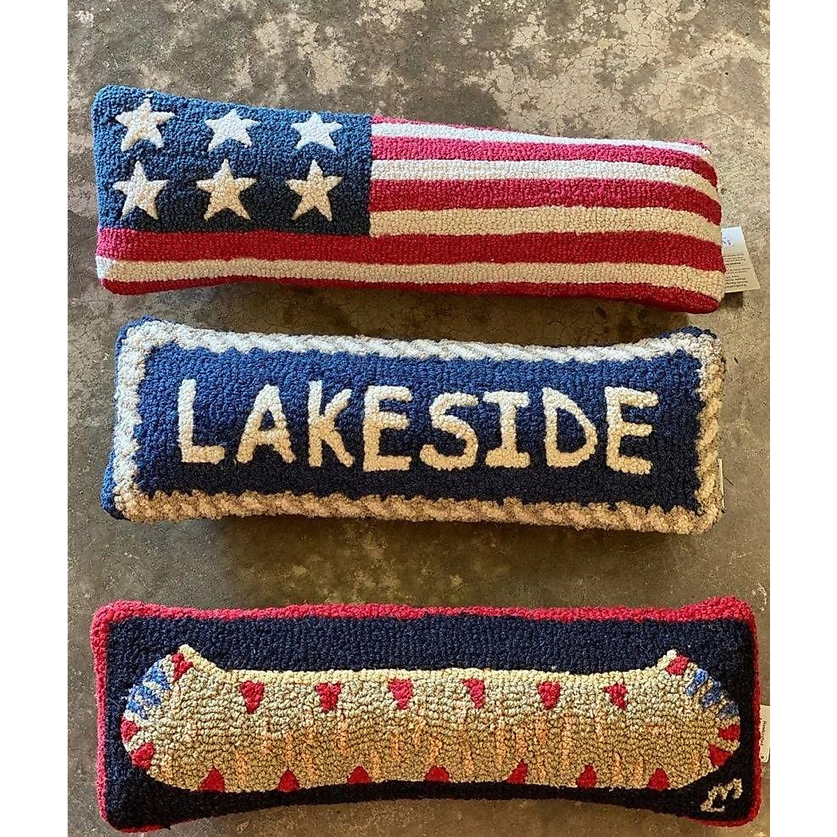 Chandler 4 Corners Artist-Designed Stars and Stripes Hand-Hooked Wool Decorative Throw Pillow (8” x 24”) 4th of July Pillow for Couches & Beds - Easy Care, Low Maintenance - Veteran, Patriotic Pillow