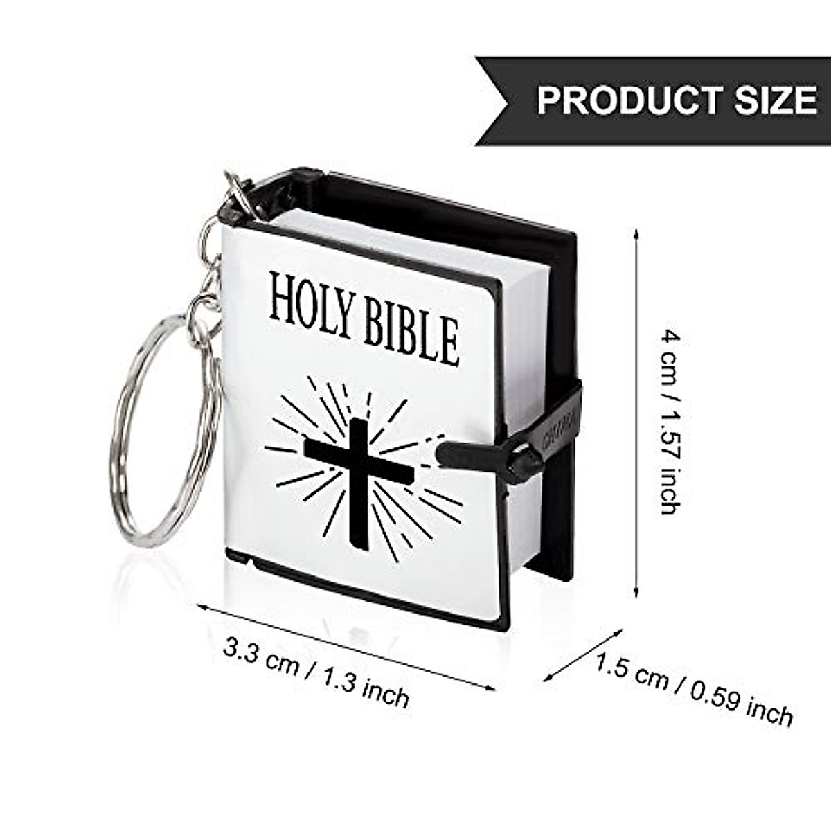Hicarer 18 Pieces Mini Book Keychain Miniature Book Keyring for Church Souvenir Gifts