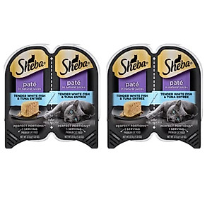 Sheba Cat Food Pate Variety Pack | (24 Servings | 12 Pack | 6 Flavors) Turkey, Beef, Chicken, Liver, Salmon, White Fish, Tuna with LarasBundle Catnip Toys