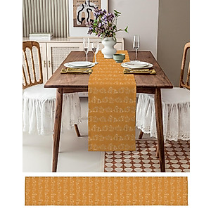 Lsrtoss Thanksgiving Fall Table Runner 60 Inches Long Farmhouse Dress Scarves, Autumn Orange Pumpkin Dining Tablerunner for Coffee Table/Kitchen Island/Party Décor, 13" x 60"