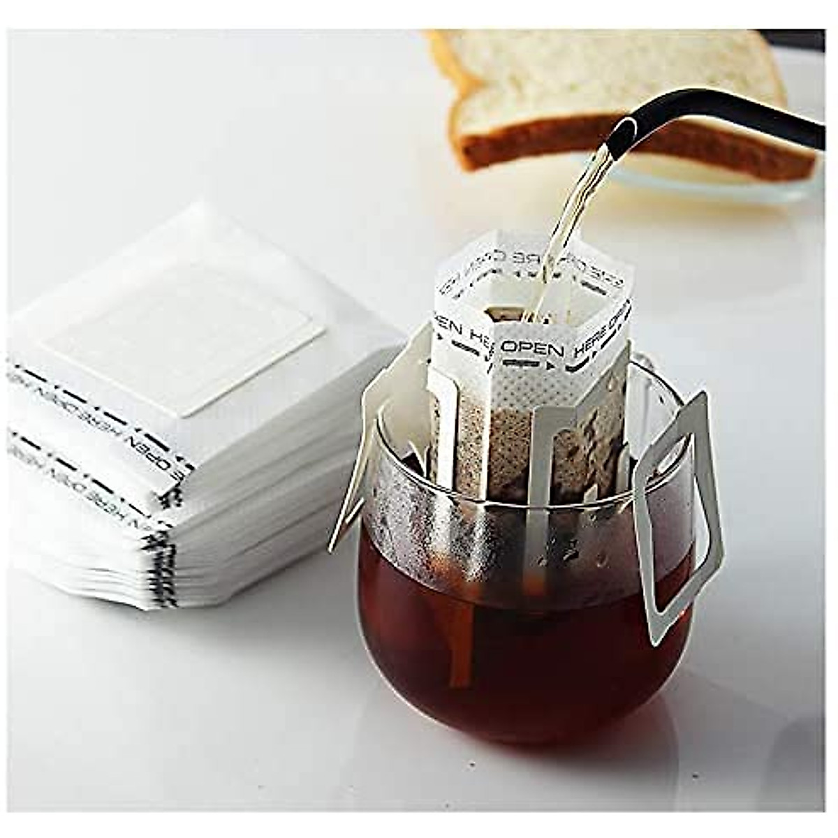 50Pcs Portable Coffee Filter Paper Bag Hanging Ear Drip Coffee Bag Single Serve Disposable Drip Coffee Filter Bag Perfect for Travel, Camping, Home, Office