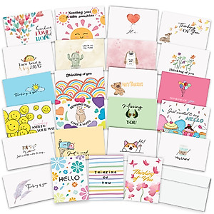 Thinking of You Cards with Envelopes - 24 Thinking of You Greeting Cards with Unique Designs and Inspiring Words - The Perfect Encouragement Cards to Send to a Close Friend, Relative or Loved One (24)
