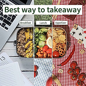 Bambaw Metal Lunch Box 1200 ML | Adjustable Compartment Lunch Box | Leak Proof Metal Lunch Containers | Eco Stainless Steel Food Containers | Metal Bento Box for Adults | 5 Cups Tiffin Lunch Box