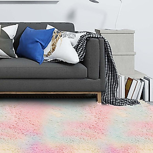 Glamtex 4x4 Round Area Rug, Soft Bedroom Circle Rugs, Fluffy Circle Rug, Fluffy Plush Shaggy Circle Rugs for Kids Room Living Room and Nursery Bedroom Decor