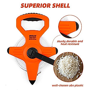 DIFFLIFE Open Reel Measure Tape Measuring Reel,165-Feet-50M by 1/2 Inch, 3X Speed Double-Coated Fiberglass Tape Measure with Metal Spike, Athletic Field, Long Jump Measuring Tape Reels (165FT)