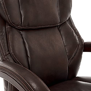 La-Z-Boy Bellamy Bonded Leather Executive Office Chair with Memory Foam Cushions, Brown