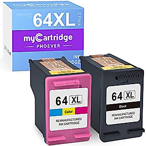 myCartridge PHOEVER Remanufactured Ink Cartridge Replacement for 64XL 64 XL N9J92AN N9J91AN for Envy Photo 7855 7858 6255 7155 7120 6252 7164 HP Tango Printer Ink (Black, Tri-Color, 2-Pack)