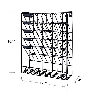 Spacrea Hanging File Holder Organizer - 6 Tier Wall Mount File Organizer, Hanging Wall File for Office, School or Home (Black)