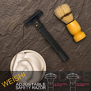 WEISHI Butterfly Open Double Edge Safety Razor Nostalgic Adjustable Matte Black
