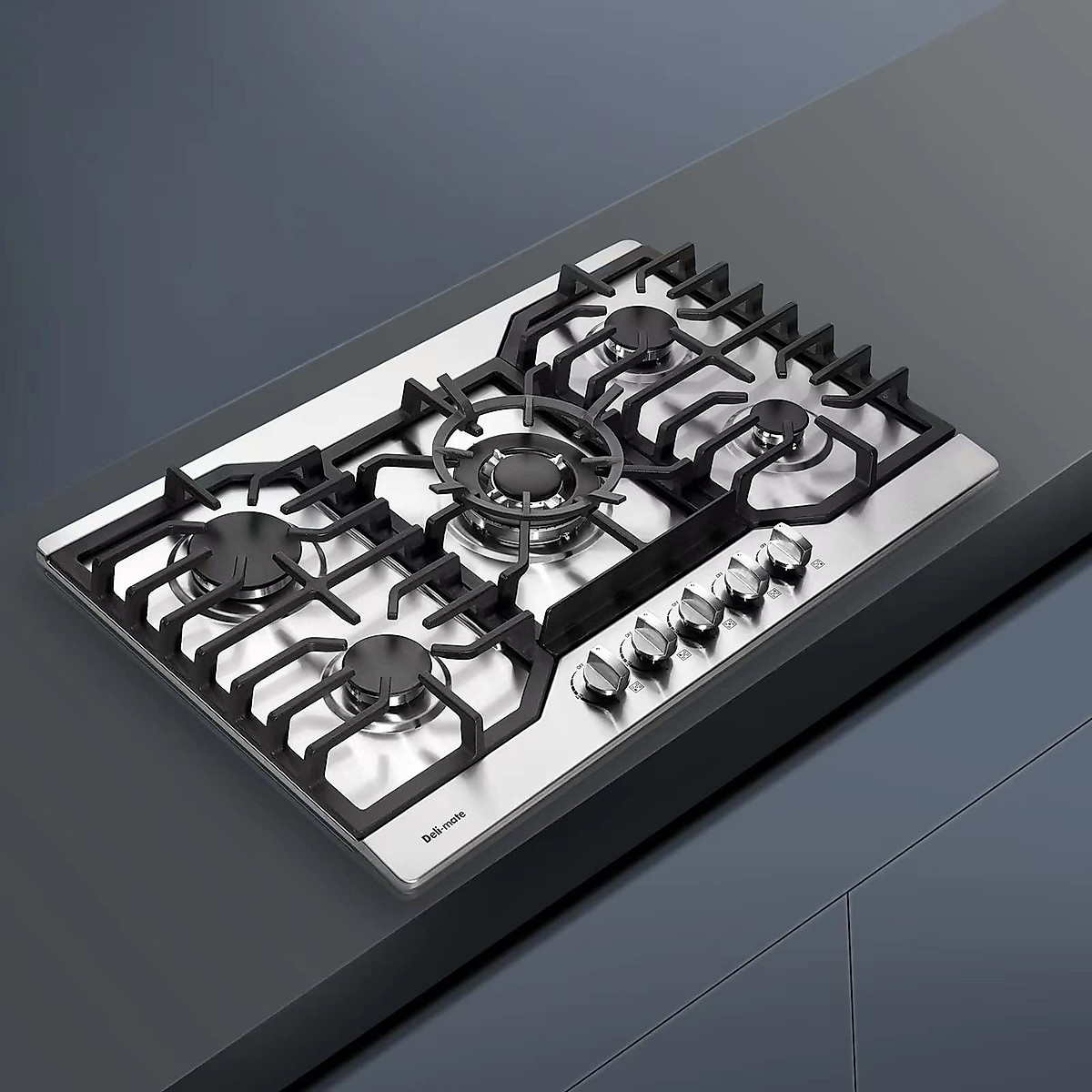 30 Inch Gas Cooktop, Stainless Steel Built-in 5 Burners Gas Stovetop LPG/NG Convertible Gas Stove Top Dual Fuel Gas Hob DM527-05