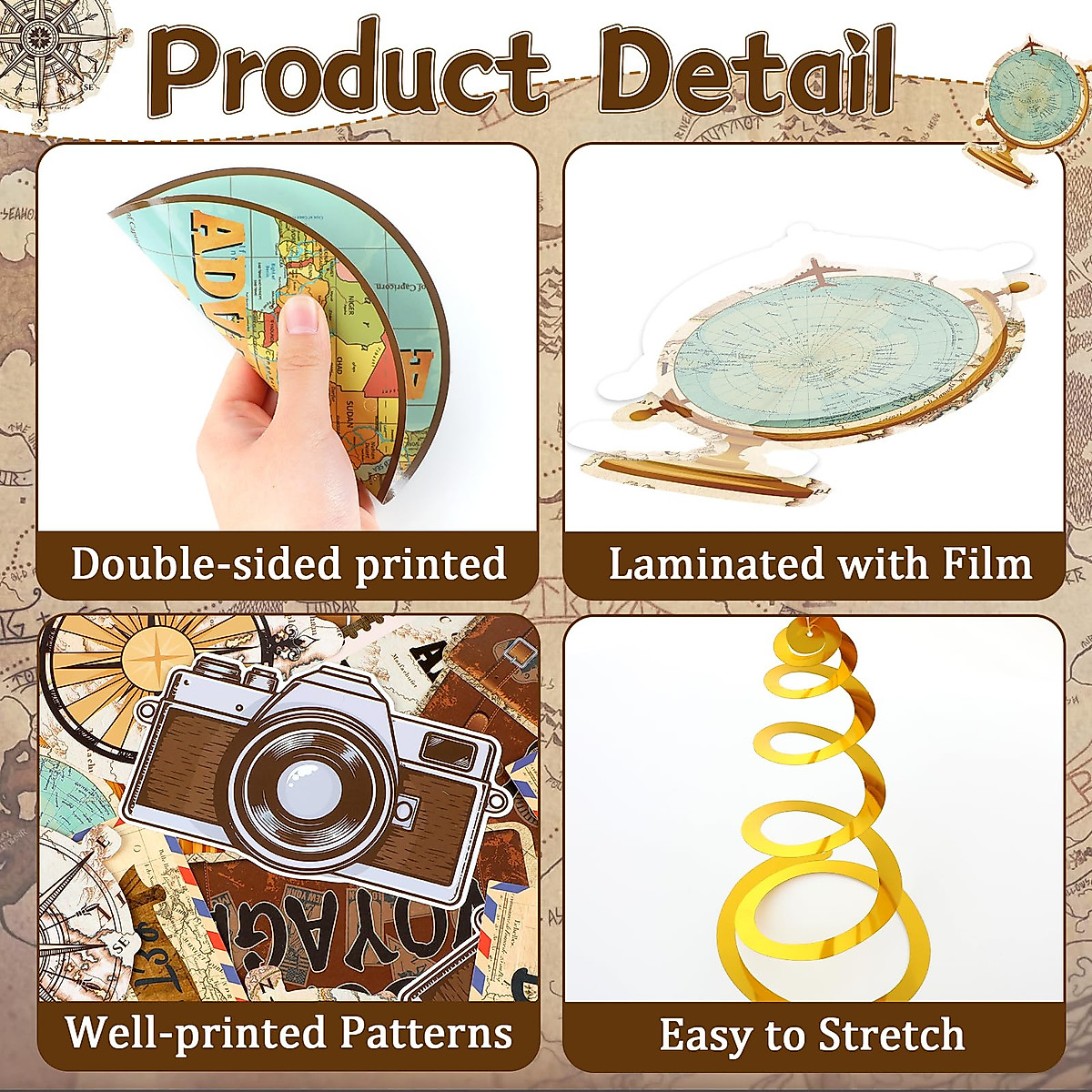 Qyeahkj 84Pcs Travel Themed Party Decorations Bon Voyage Hanging Swirl Adventure Awaits Birthday Party Streamer Around The World Party Wall Ceiling Supplies for Cruise Retirement Farewell Graduation