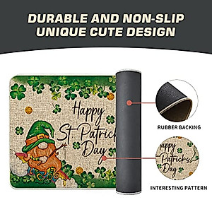 Artoid Mode Genome Happy St. Patrick's Day Welcome Decorative Doormat, Seasonal Spring Low-Profile Rug Switch Mat for Indoor Outdoor 17x29 Inch