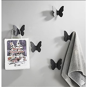 Z metnal Decorative Coat Hooks, Small Modern Black Brass Hanger, Butterfly Bath Towel Hook, Hat Hooks Robe Hooks for Entry Bedroom, Stainless Steel, Wall Mounted, 2 pcs