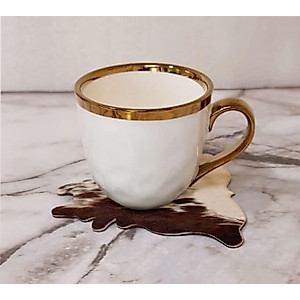 Cowhide Coaster Set of 6 pcs Natural Cowhide Drink Coasters Hair On Cow Shape Coasters Leather Tea Cup Coasters Home Décor & Home Living Ideas by NGF, 4.5 x 4.5 x 0.5 inches