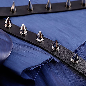 Mafnee Manfnee 2Pack Punk Goth Bracelet for Man Women Leather Spike Rivet Metal Studded Wristband Black