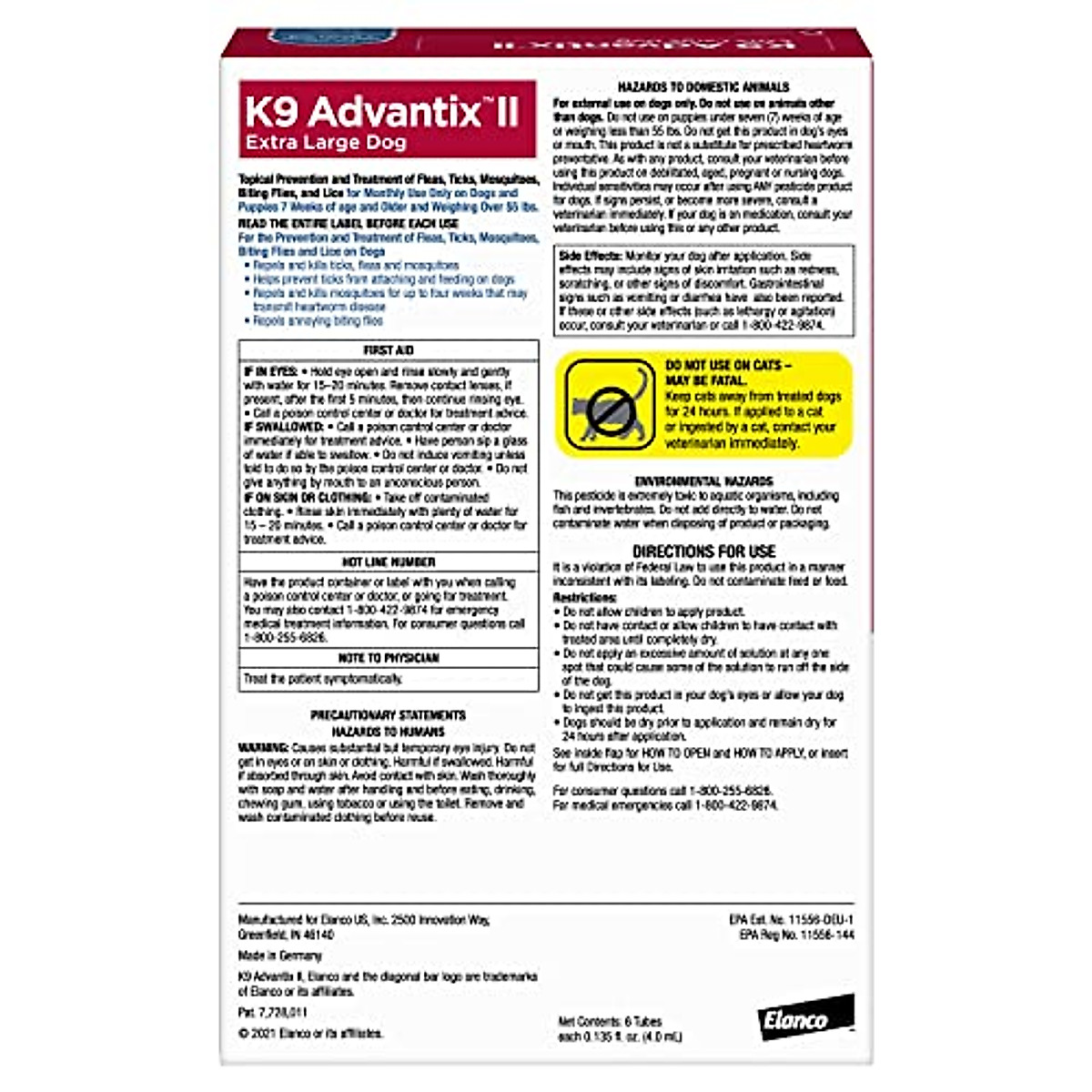 K9 Advantix II XL Dog Vet-Recommended Flea, Tick & Mosquito Treatment & Prevention | Dogs Over 55 lbs. | 6-Mo Supply