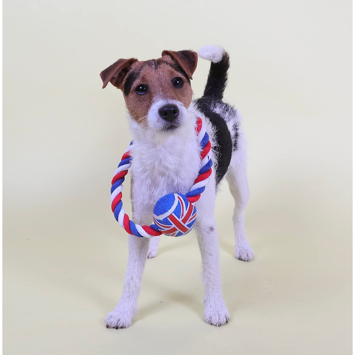 PET LONDON British Union Jack Rope Ring and Tennis Ball Dog Toy-English UK Colours for Dogs