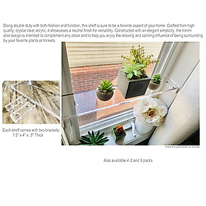 Elegant and Sophisticated Floating Window Shelf (29.5", Double Shelf) - Crystal Clear Recessed Durable Strong Acrylic Trinket, Plants and Succulents Indoor Collection Display Stand Trendy Modern