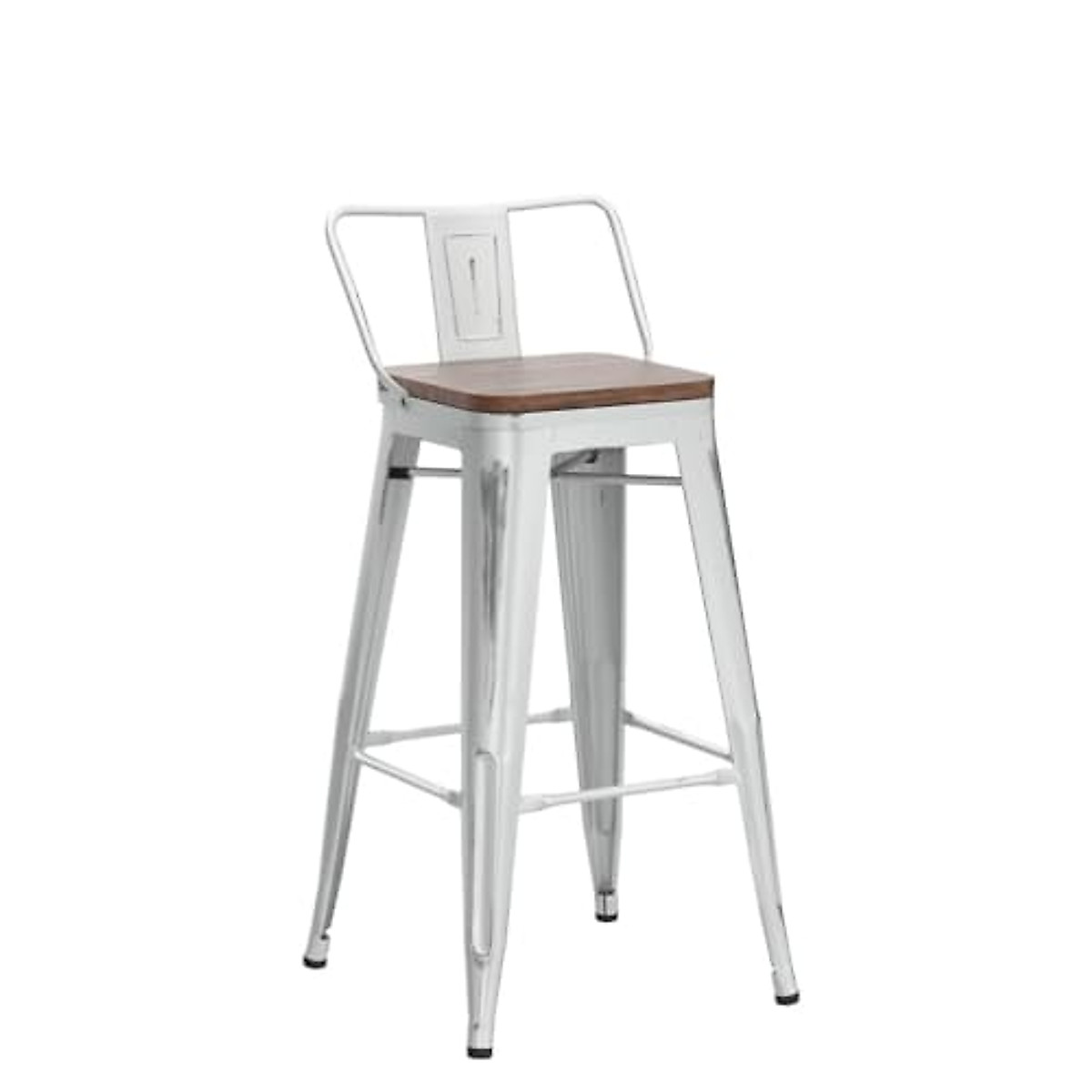 Andeworld 24 Inch Swivel Bar Stools Set of 4 Counter Height Stools Industrial Metal Barstools (24 inch, Distressed White)