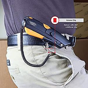 Modern Box Cutter, 3 blade depth setting, Squeeze Trigger and Edge Guides, Holster, Lanyard, Extra Blade - 1000 Orange
