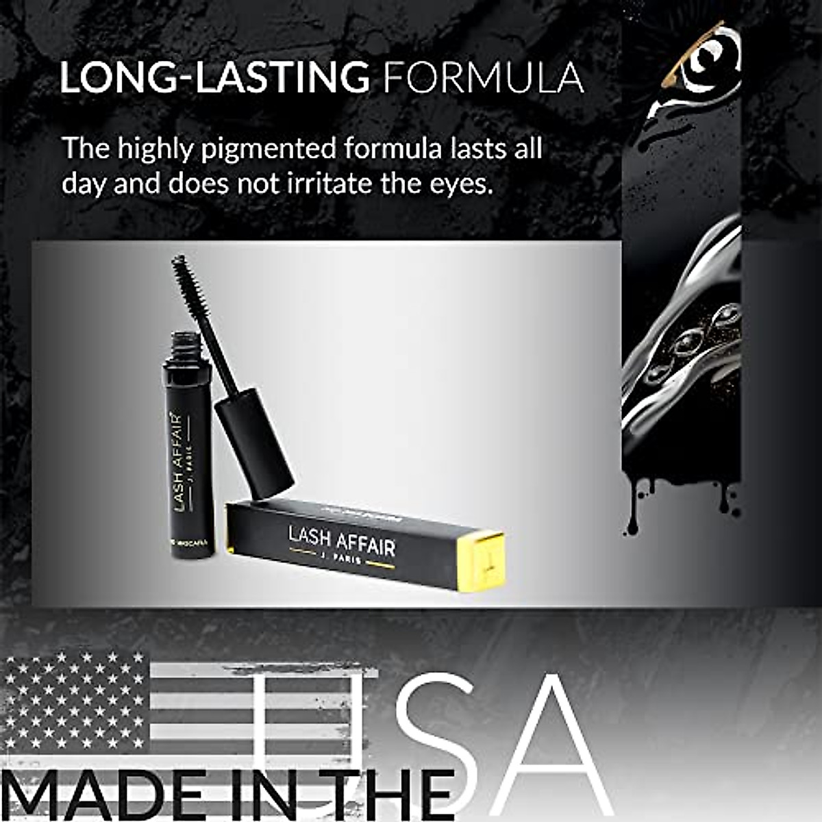 Lash Affair Eyelash Mascara Eyelash Extensions Safe, Black Liquid Lash Extensions Bottom Lash Mascara for False Lashes, Highly Pigmented, Long Lasting, Non-Flakey, Cruelty-Free, 4-Month Supply