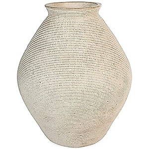Signature Design by Ashley Hannela 12" Modern Distressed Polyresin Vase, Antique Tan