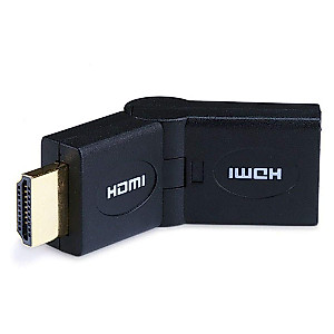 Monoprice HDMI Port Saver Adapter - Male to Female, Swiveling, Up to 90 Degrees Adjustment, Gold Plated, 3 Inches, Black