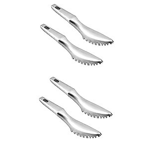 Fish Scale Remover 4 Pcs Metal Cleaner Salmon Scale Scraper Fish Skin Cleaner Tool Dental Cleaner Seafood Fish Skin Scale Silver Household Cleaner