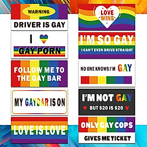 10 Pcs Magnetic Bumper Decals Funny Bumper Stickers Rainbow Car Decals Prank Car Stickers Gay Pride Magnets for Vehicles Truck Car Refrigerator