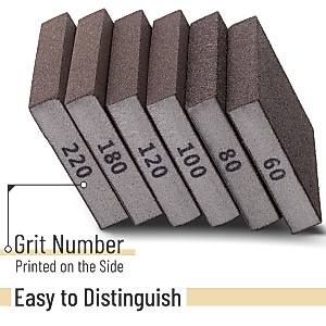 Bates- Sanding Sponge, 18 pcs, 60/80/100/120/180/220 Grit Assortment, Washable and Reusable, Sandpaper Block, Sanding Blocks for Wood, Sanding Pad, Drywall Sanding Block, Drywall Sanding Sponge