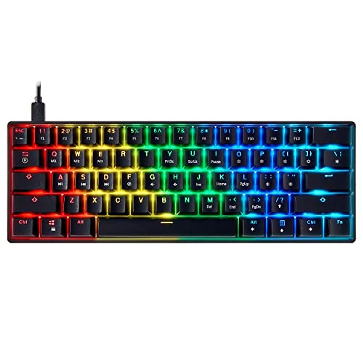 Mizar MZ60 Luna Mechanical Gaming Keyboard | 60% Keyboard 62 Key ANSI US Layout | RGB LED Backlit | Anti Ghosting NKRO | Progammable Macro Keys | Hotswap Gateron Brown Switches | Black
