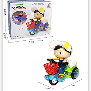 Cevly Robot Toys for Kids,Spinning Stunt Car Toys,Dancing Electric Trike Kids Motorcycle Cartoon Toy,Interactive Toy with Music & Light Christmas Birthday Gifts for 3 4 5 6 7 Year Old Boys Girls