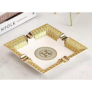 BAKEBK Tabletop Ashtray,Cigar Ashtray for Indoor or Outdoor Use,European Porcelain Ashtray,Cigar Cigarette Ashtray for Patio/Outside/Indoor Ashtray