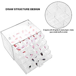 Nail Tip Storage,Nail Decoration Storage Box,120 Grids Sequence Organize Box Transparent Empty Nail Tips Organizer Holder Container Nail Display Jewelry Case