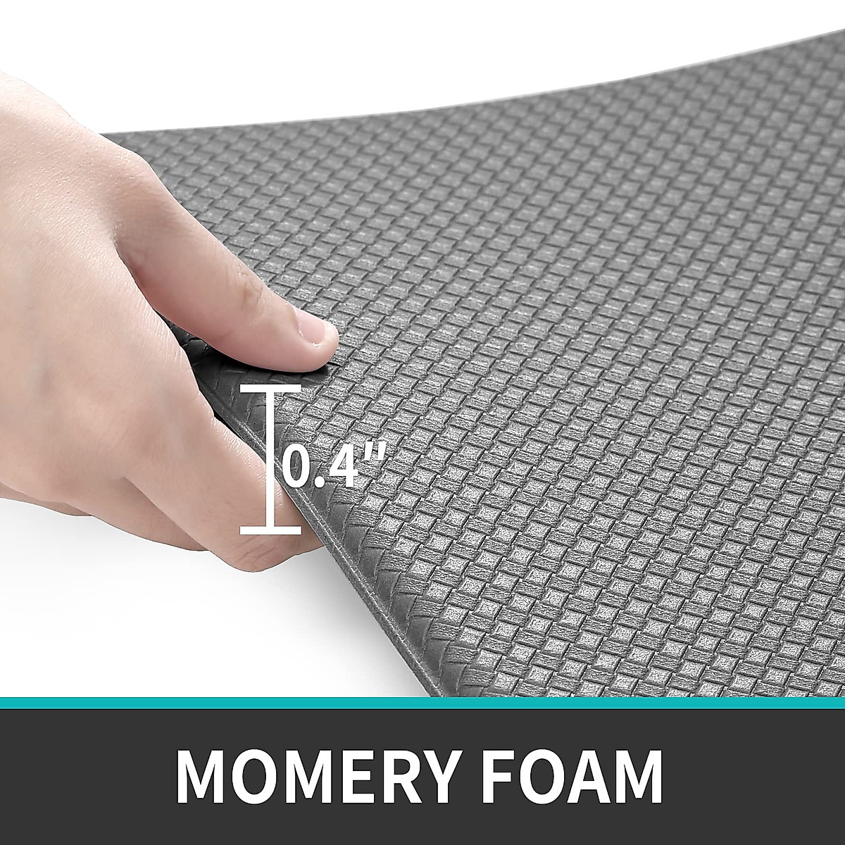 DEXI Kitchen Rugs Anti Fatigue Cushioned Comfort Standing Mats 2 Pieces Set Waterproof Runner Mats Easy to Clean 17"x59"+17"x79" Grey