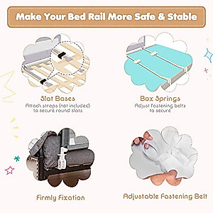 Baby Joy Bed Rails for Toddlers, 59‘’ Extra Long, Swing Down Bed Guard w/Safety Straps, Folding Baby Bedrail for Kids Twin, Double, Full Size Queen & King Mattress (Gray, 59-Inch)