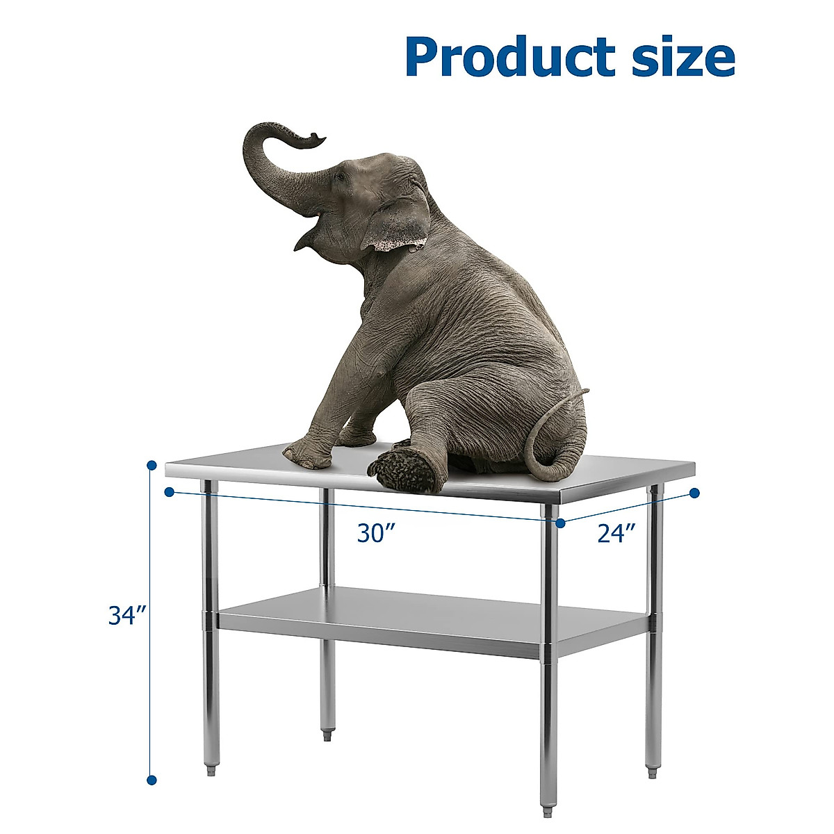 RIEDHOFF Stainless Steel Work Table 30" x 24" with Undershelf, [NSF Certified][Heavy Duty] Commercial Kitchen Prep Table for Home, Restaurant, Hotel, Silver