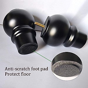 Kualuzt 4 inch Furniture Legs Set of 4 Mid Century Black Wooden Sofa Leg for Dresser Coffee Table Sofa