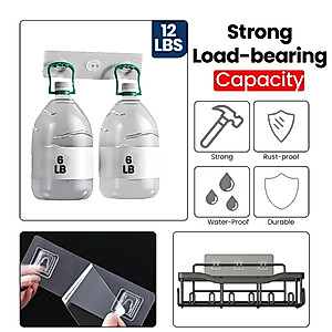 WOKIT Shower Caddy, Bathroom Accessories, Shower Organizer with Self Adhesive for Bathroom, Rustproof Stainless Steel Dorm Room Essentials, Perfect for Kitchen Storage-Set of 5 Racks