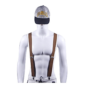 Doloise Adjustable Elastic X Back Style Suspenders for Men's and Women's With Strong Metal Clips (Coffe)