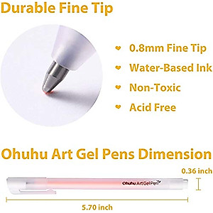 Ohuhu 20 Packs Gold Silver White Gel Ink Pen 10 Colors Fine Point White Pens for Highlighting on Markers Colored Pencils Watercolor Paintings Black Paper Drawing Coloring Adult Kids Artists